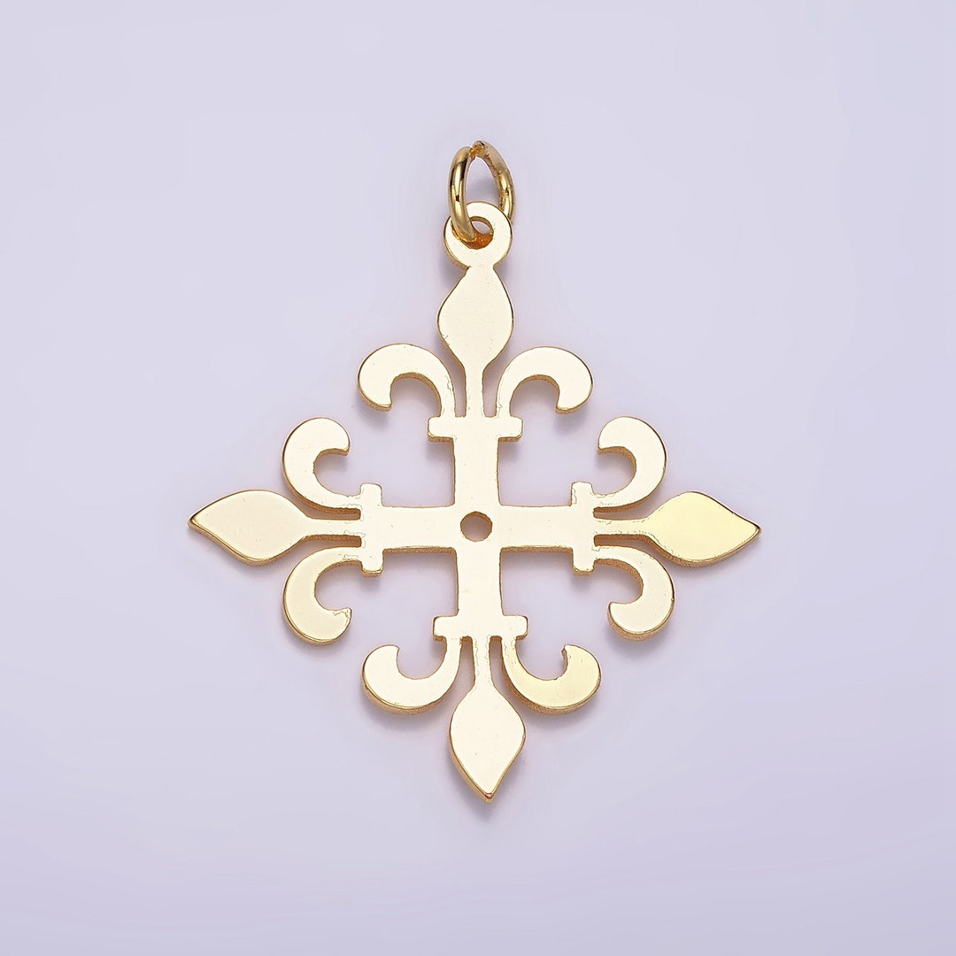 24K Gold Filled Fleur De Lis Rhombus Minimalist Charm | AC865 - Etsy