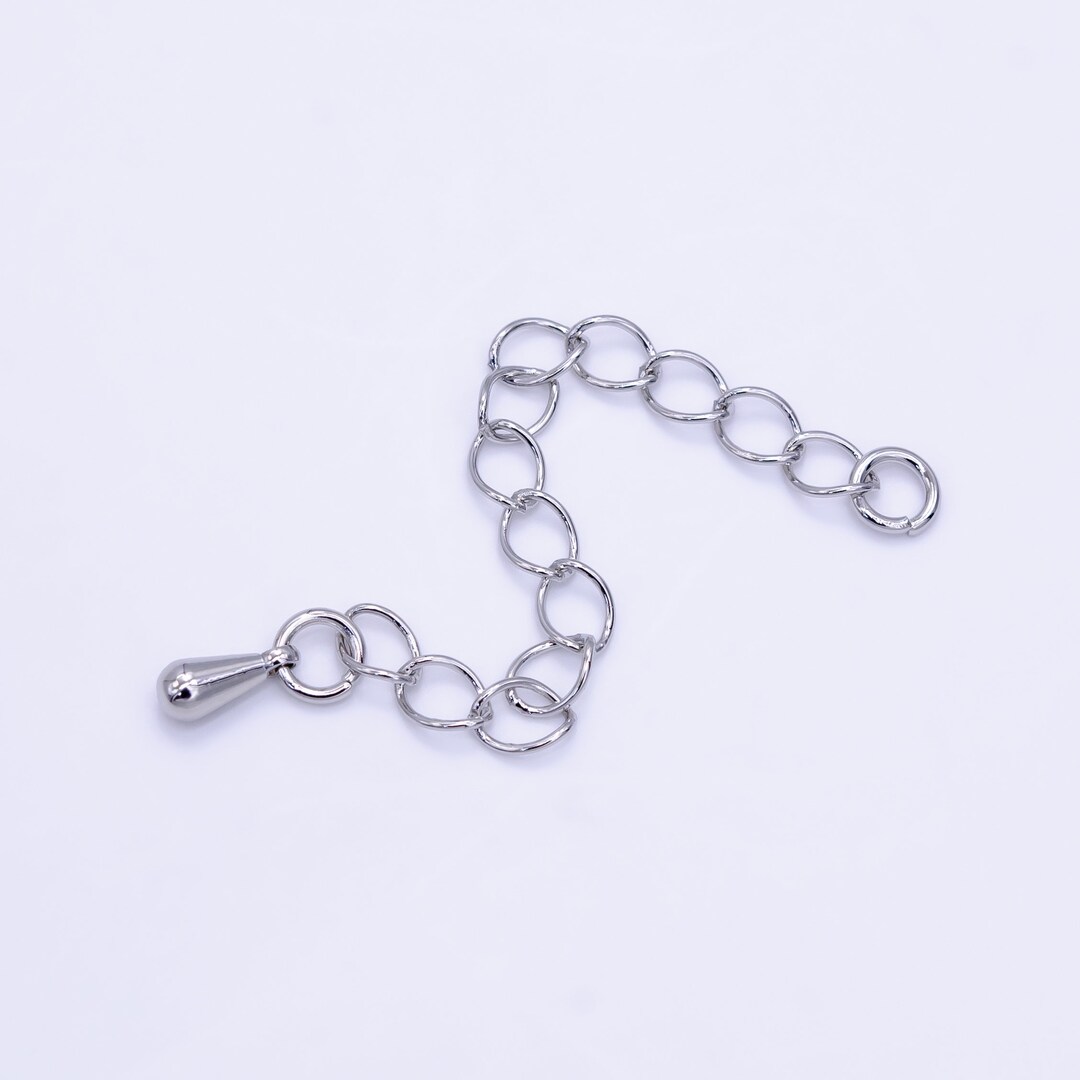 1pack (8) Silver Extender With Pendulum Charm Cable Link Extender Chain ...