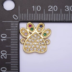 Cubic Dog Cat Paw Connector 16k Gold Filled Animal Paw Print Charm Link ...