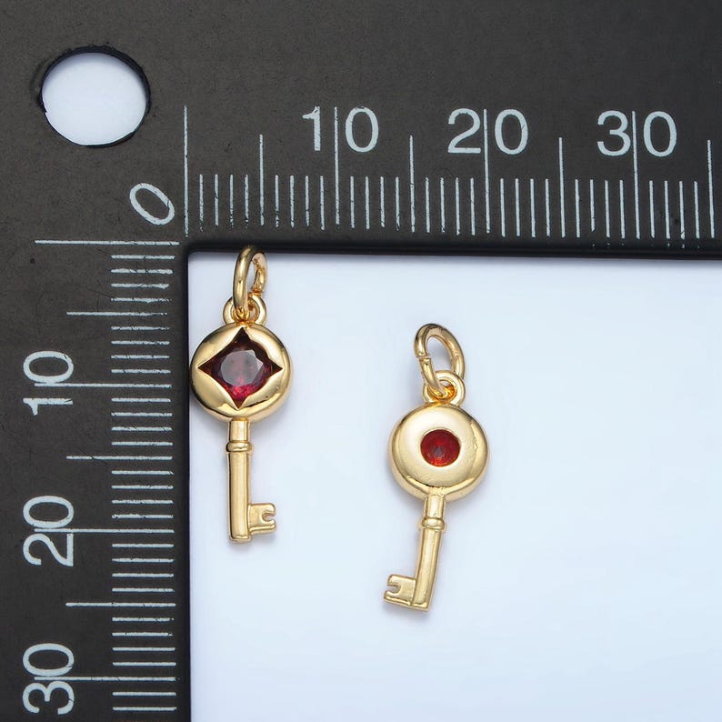 24k Gold Filled Red Cz Star Mysterious Lock Key, Mini Charm | E-097 - Etsy