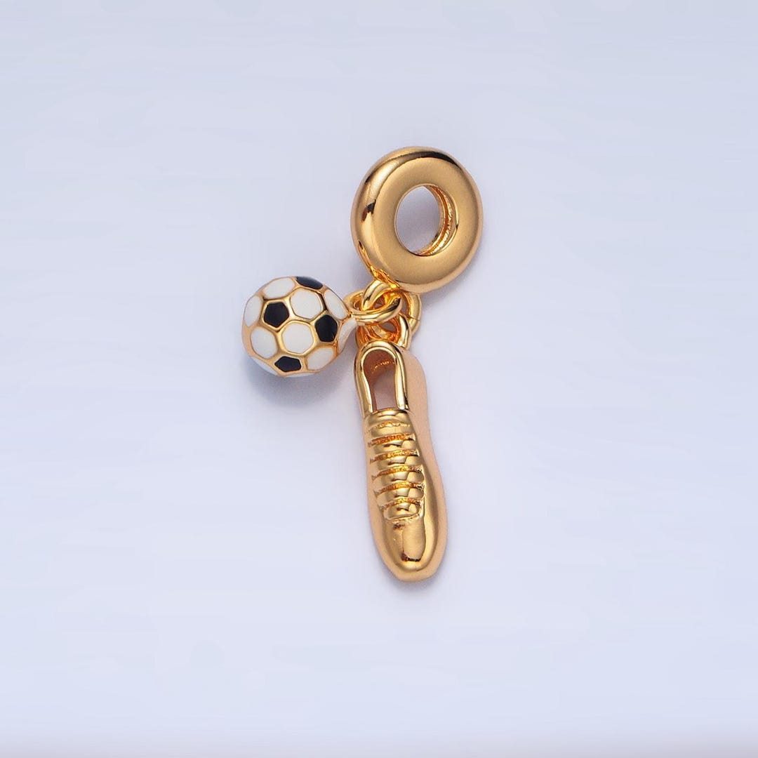 24k Gold Filled Soccer Ball Shoe Sport Theme Rondelle Bail Triple Drop ...
