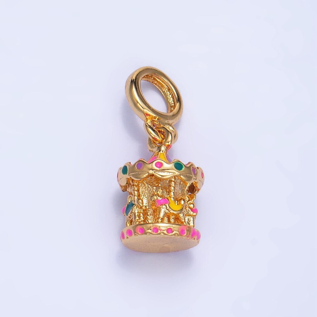 Enamel Carnival Merry Go Round Carousel 24k Gold Filled ...