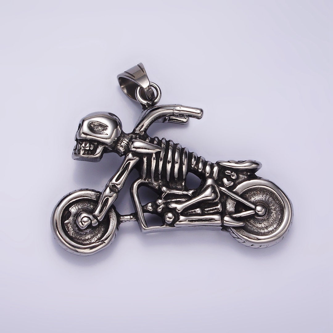 Stainless Steel Human Skeleton Skull Motorcycle Vehicle Pendant P1061 ...