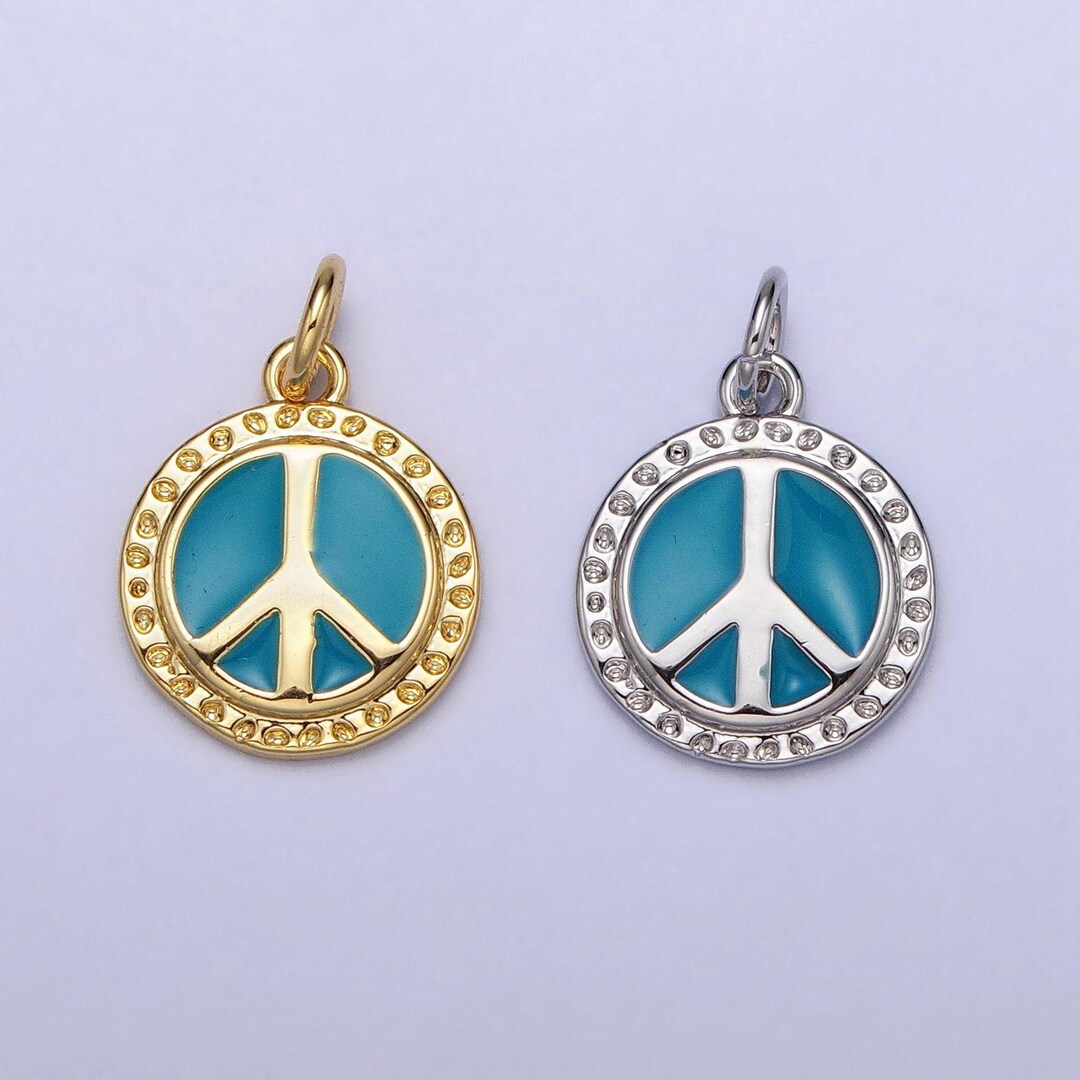 Mini Gold Peace Sign Symbol 16k Gold Filled Peace Sign Charm Turquoise ...