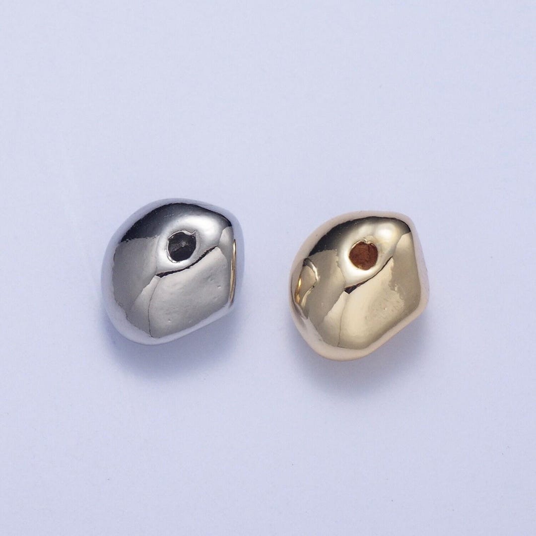 20pcs/bag Tiny Abstract Dented 8.6mm Bead Spacer, Gold Silver Plated ...
