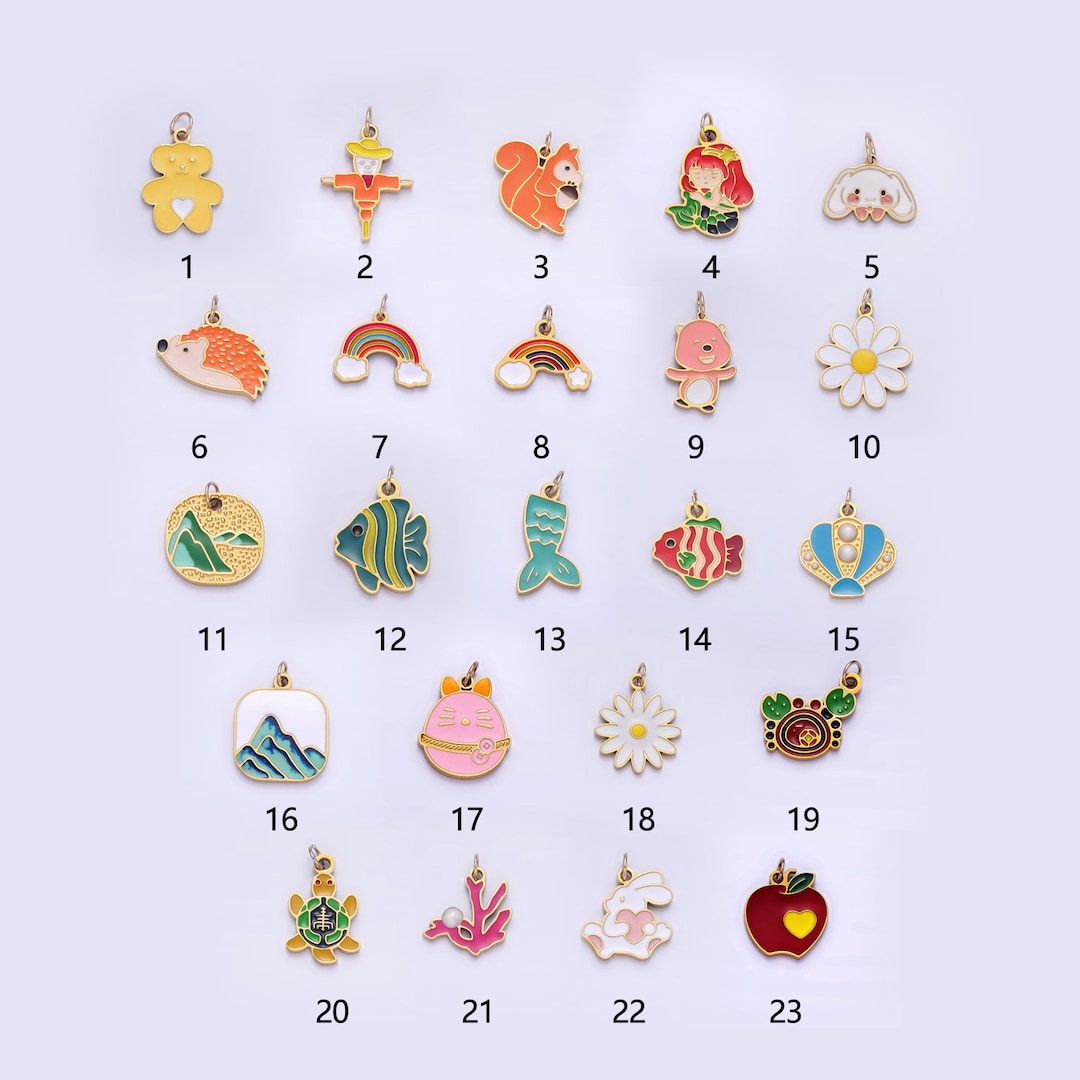 Adorable Kids Mini Enamel Charms for Accessories Add-on Bracelet ...