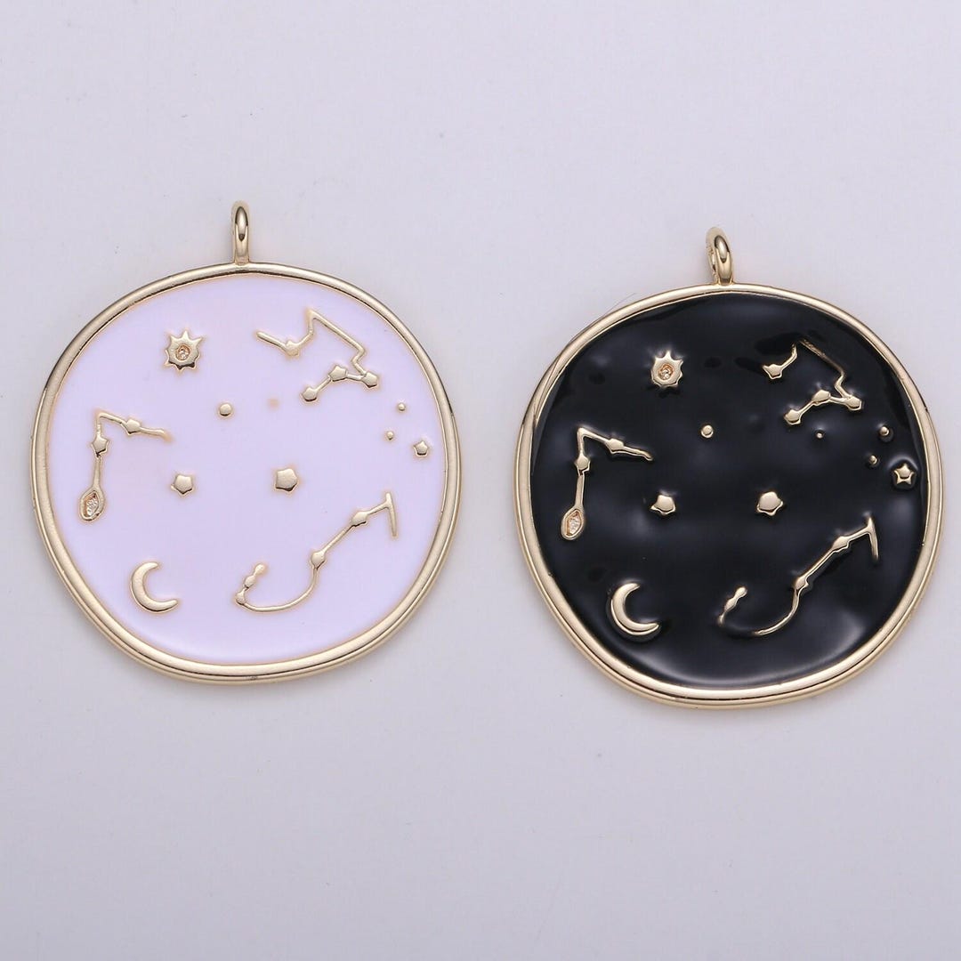 1pc 24k Gold Solar System Astrology Charm,enamel Universe Pendant ...