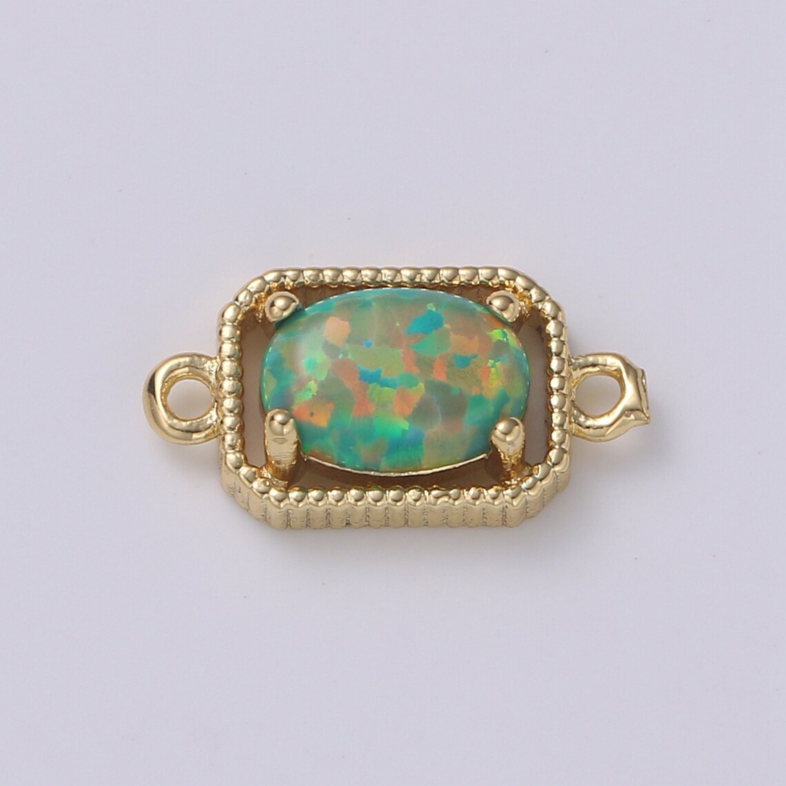 Gold Oval Opal Connector Octagon Link Connector Opalite Charm | Etsy