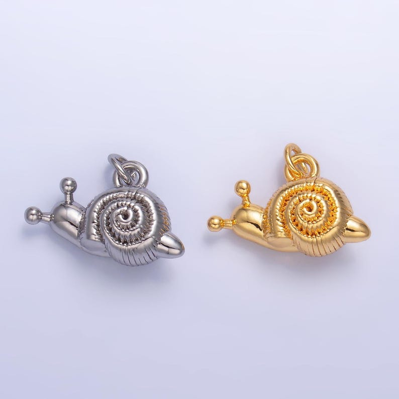 Mini 24K Gold Filled Snail Charm 10x16mm Snails Silver Bracelet ...