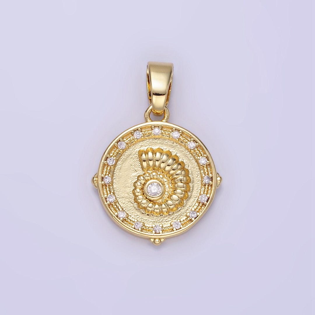Gold Coin Charms 24k Gold Filled Conch Shell Pendant Conch Shell Charm ...