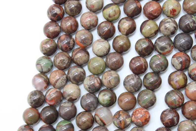 African Green Brown Jasper Gemstone Round Beads 15.5 - Etsy
