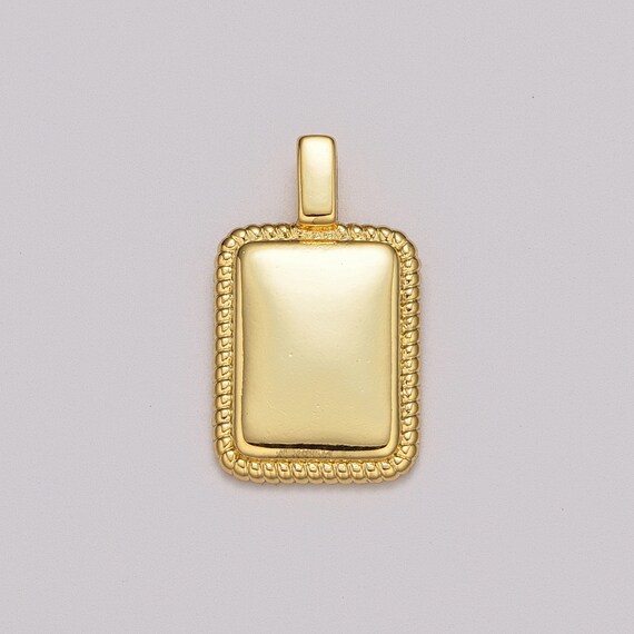 24k Gold Filled Classic Rectangle Pendant Charm for Necklace | Etsy