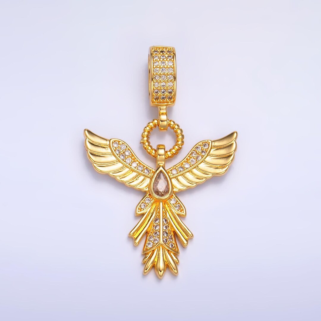 Dainty Angel Wing Gold Filled Angel Pendant, Tear Drop CZ Pendant ...