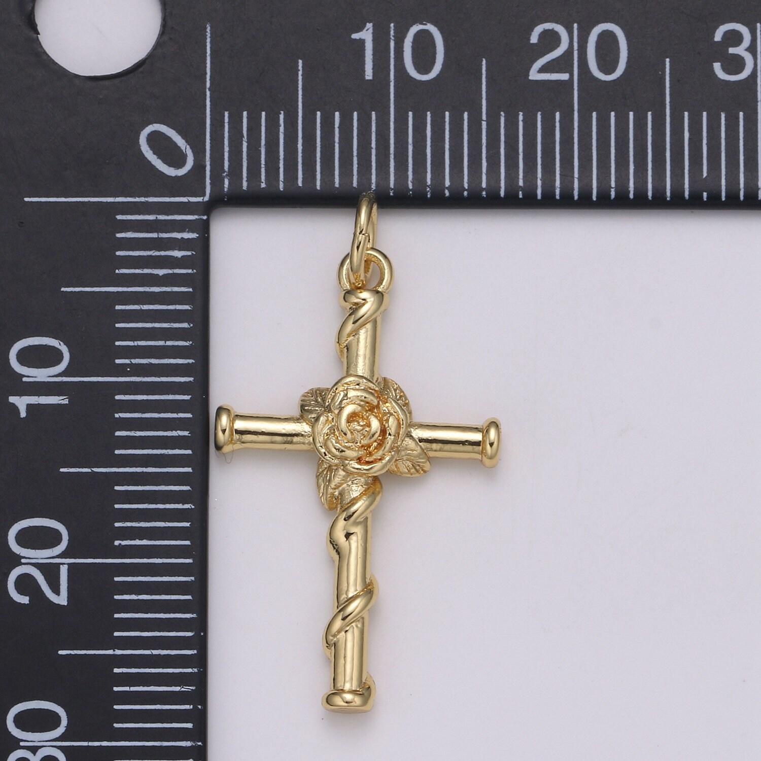 Rose of Sharon Cross Pendantcrucifix Cross Charm Pendant - Etsy
