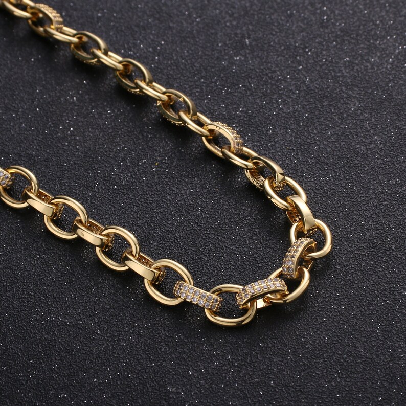 14K Gold Micro Pave Chain by Meter CZ Cable Chain Necklace - Etsy