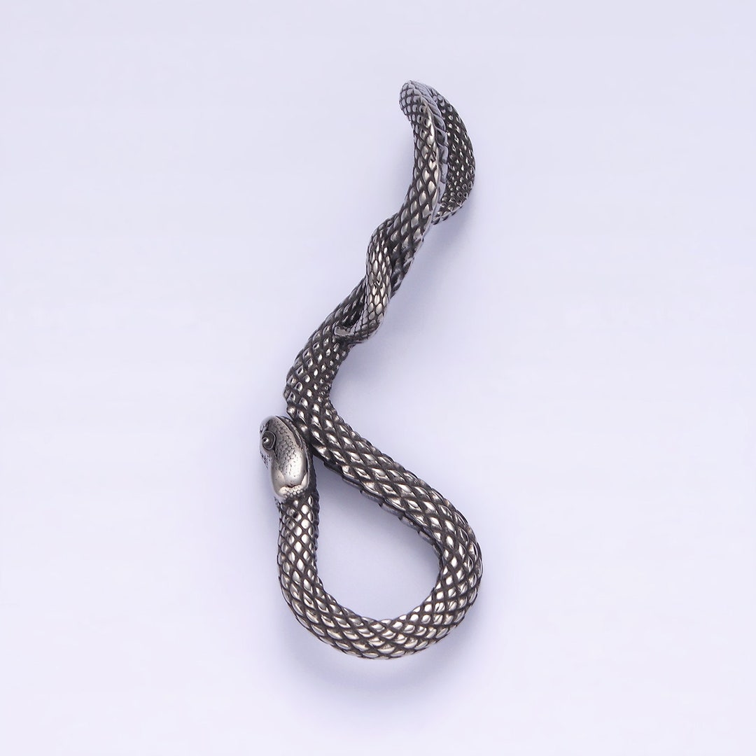 Stainless Steel 50mm Snake Serpent Scale Textured Curved Pendant | P738 ...