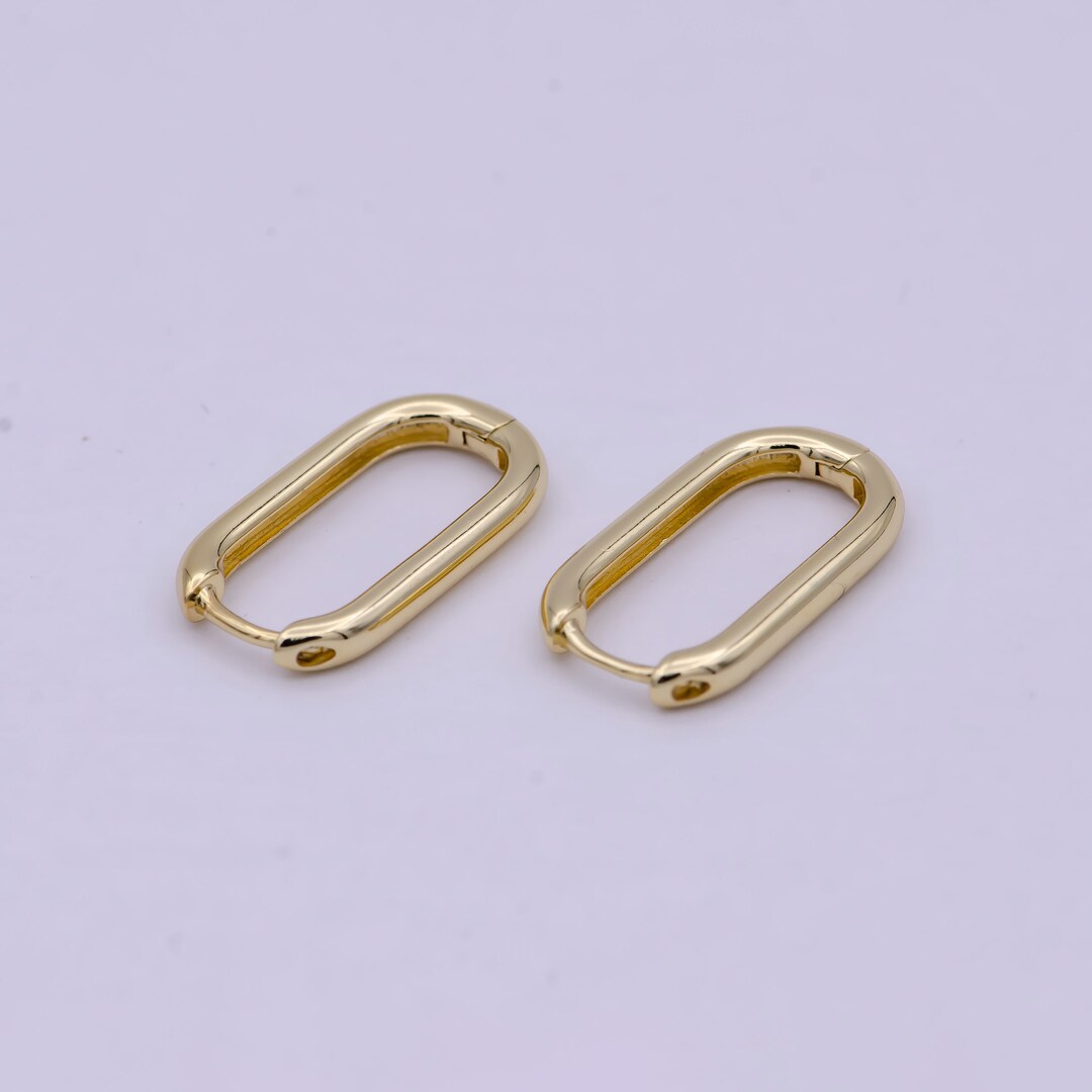 14K Gold Filled U-shaped Hoops Huggie Earrings With Lever Back ...