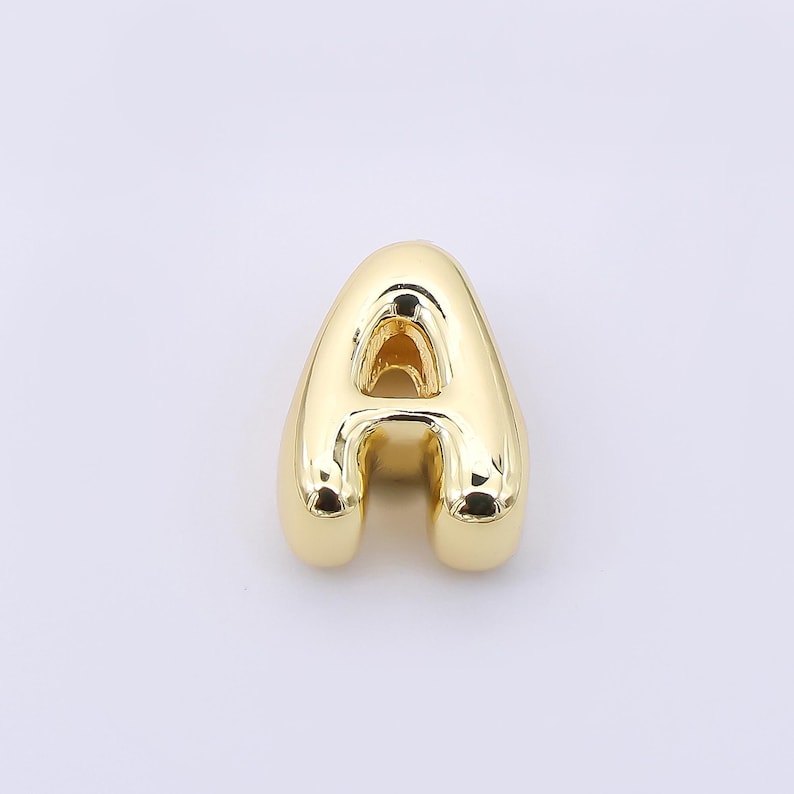 24K Gold Filled 8mm Initial Letter Alphabet Chubby Spacer Bead Bubble ...