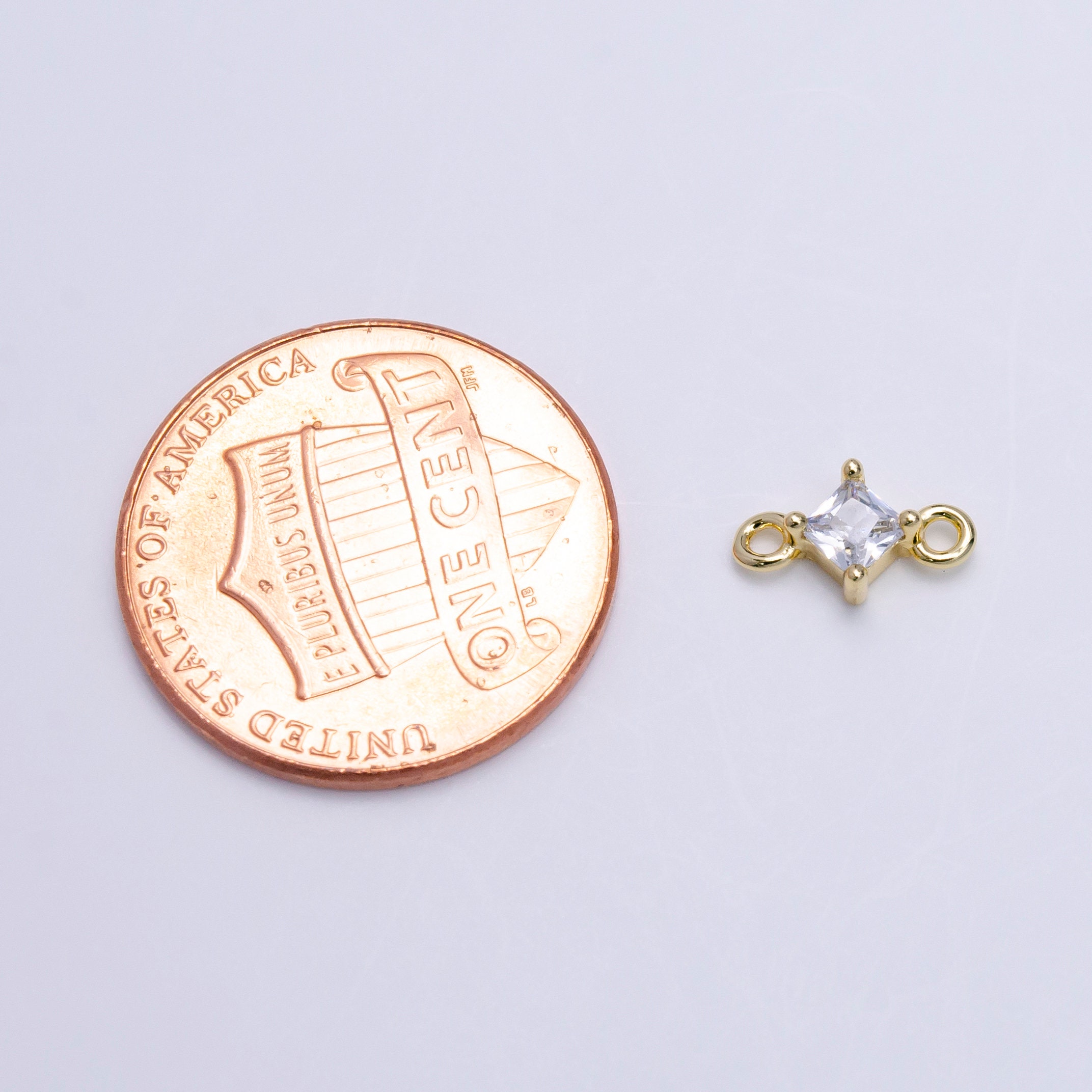 Mini Diamond Cubic Zirconia Charm Connector 16K Gold Filled 16.5mm ...