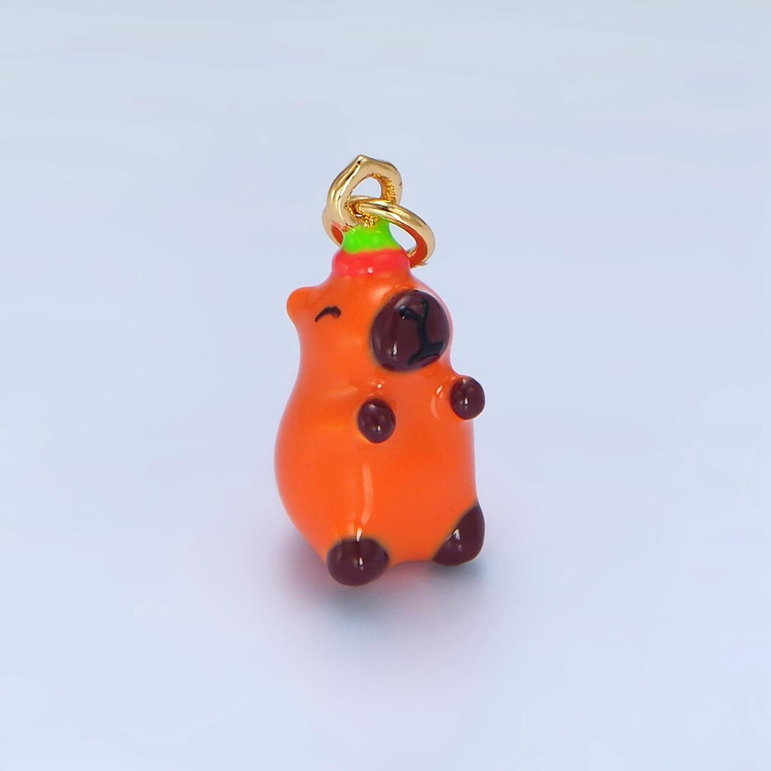 Cute Capybara Charms Glass Animal Pendant DIY Jewelry Making Supply for ...