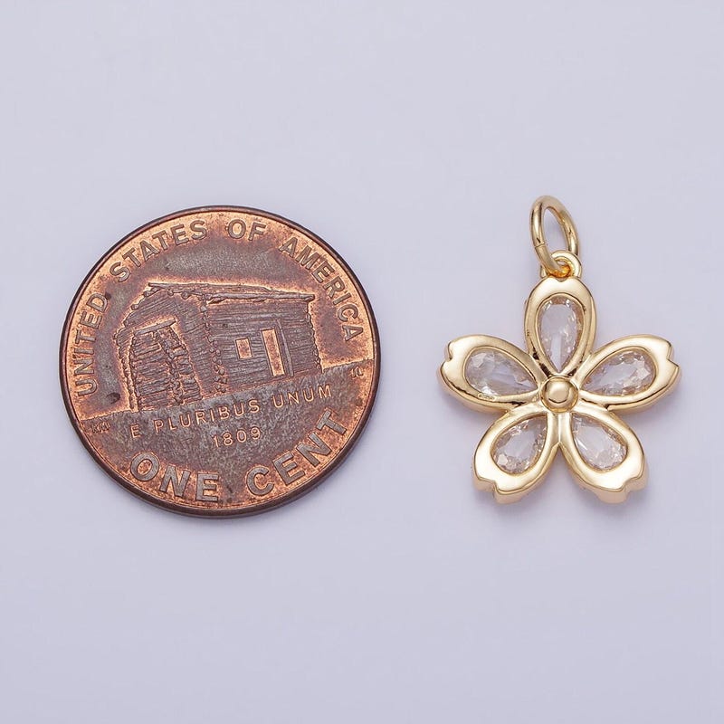 Gold Flower Charm - Etsy
