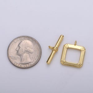 1 Set 15mm Gold Toggle Clasp Square Toggla Clasp for Jewelry Making ...