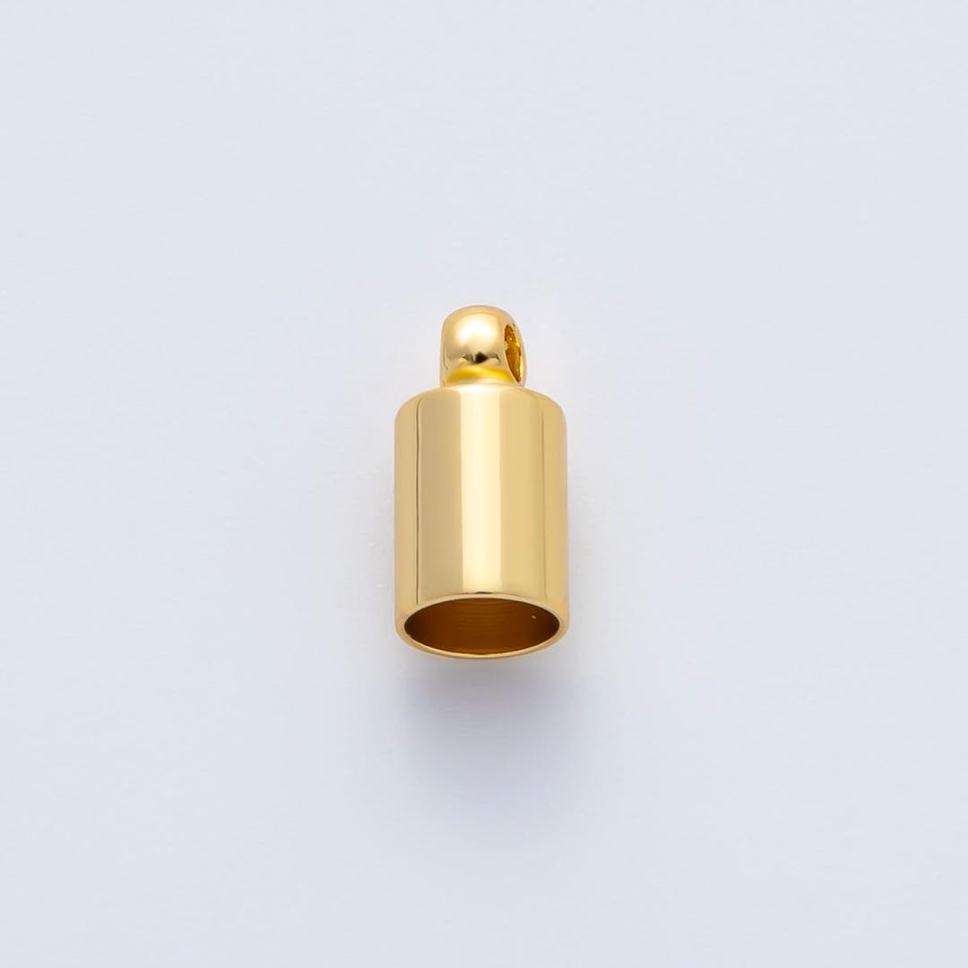 18K Gold Filled 5mm Barrel Tube End Cap Loop Finding by 6 Pieces / Set ...