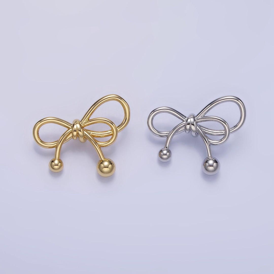 Gold Bow Charms 24k Gold Filled Bow Pendant Dainty Bow Tie Charm for ...