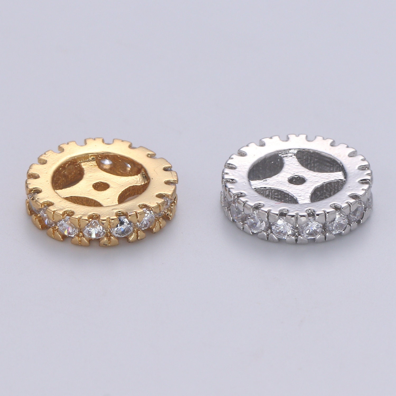 Cubic Zirconia Rondelle Cz Beads Crystal Spacers Gold | Etsy