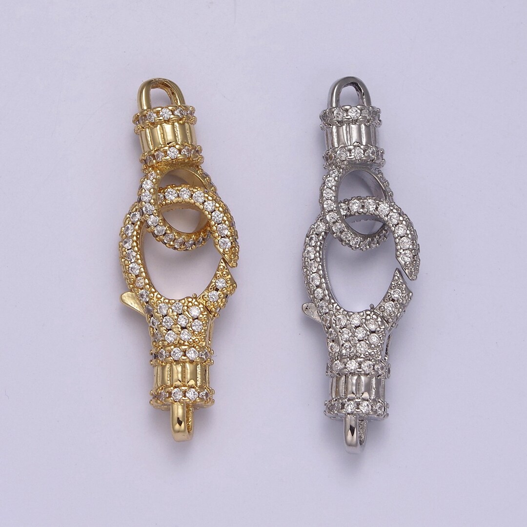 Wholesale Clear Micro Pave CZ Lobster Claw Clasps Gold With Clear CZ ...