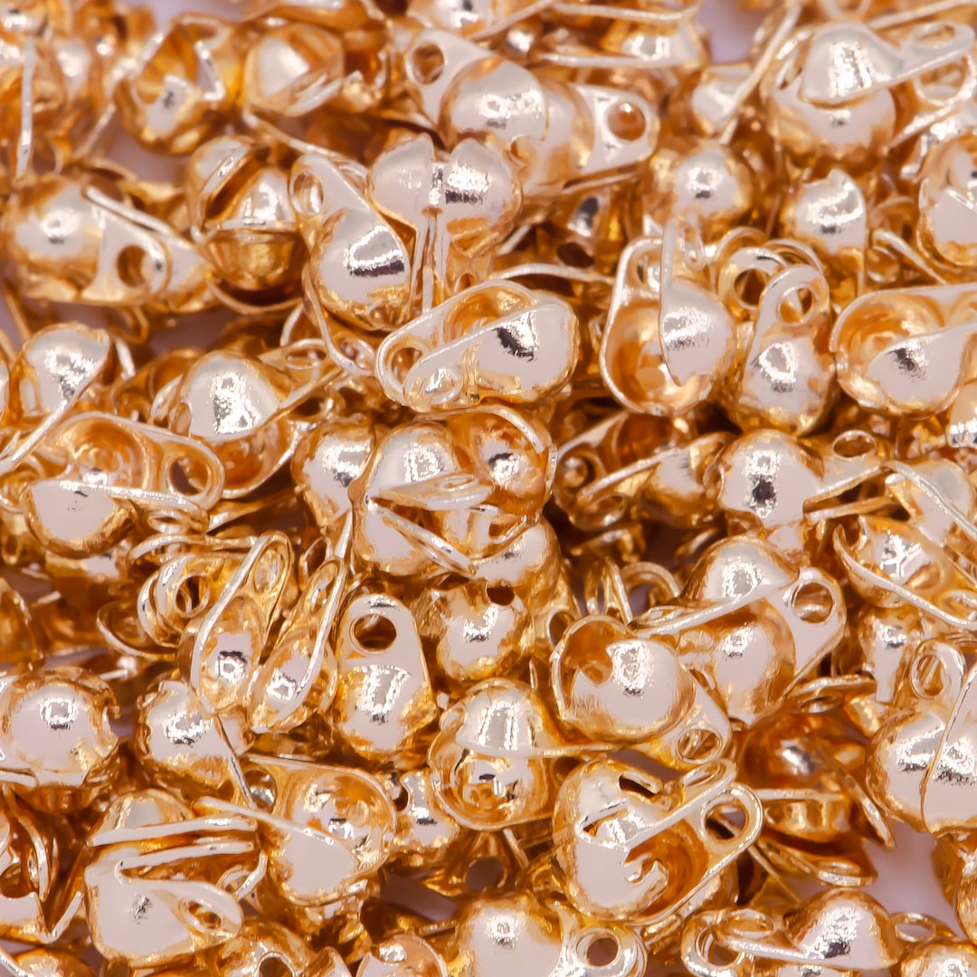 Gold Round Ball 2.4mm Bead Pinch Clasp for Jewelry Making Component | L ...