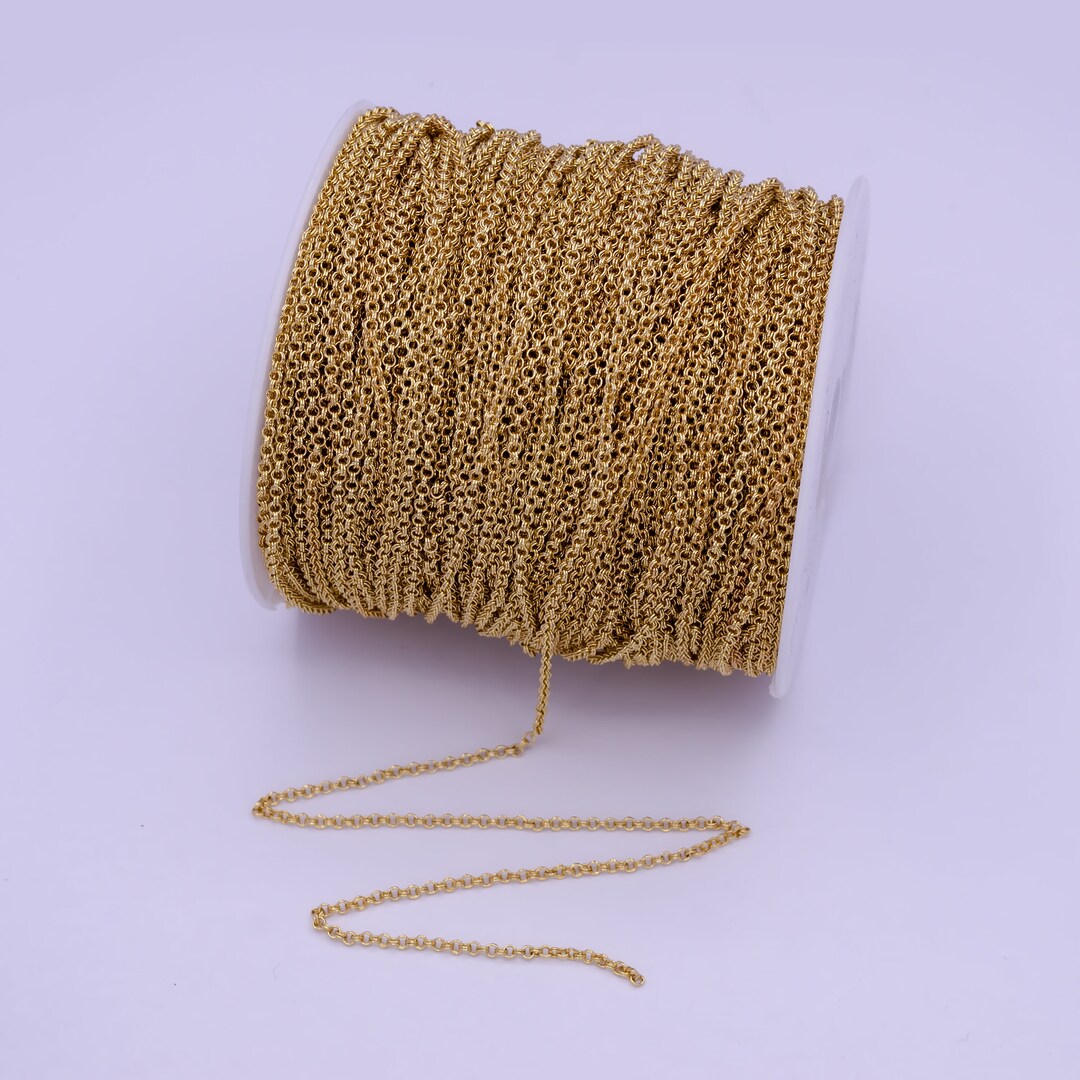 24K Gold Filled Unfinished Rolo Chain by Yard, Double Rolo Bulk ...
