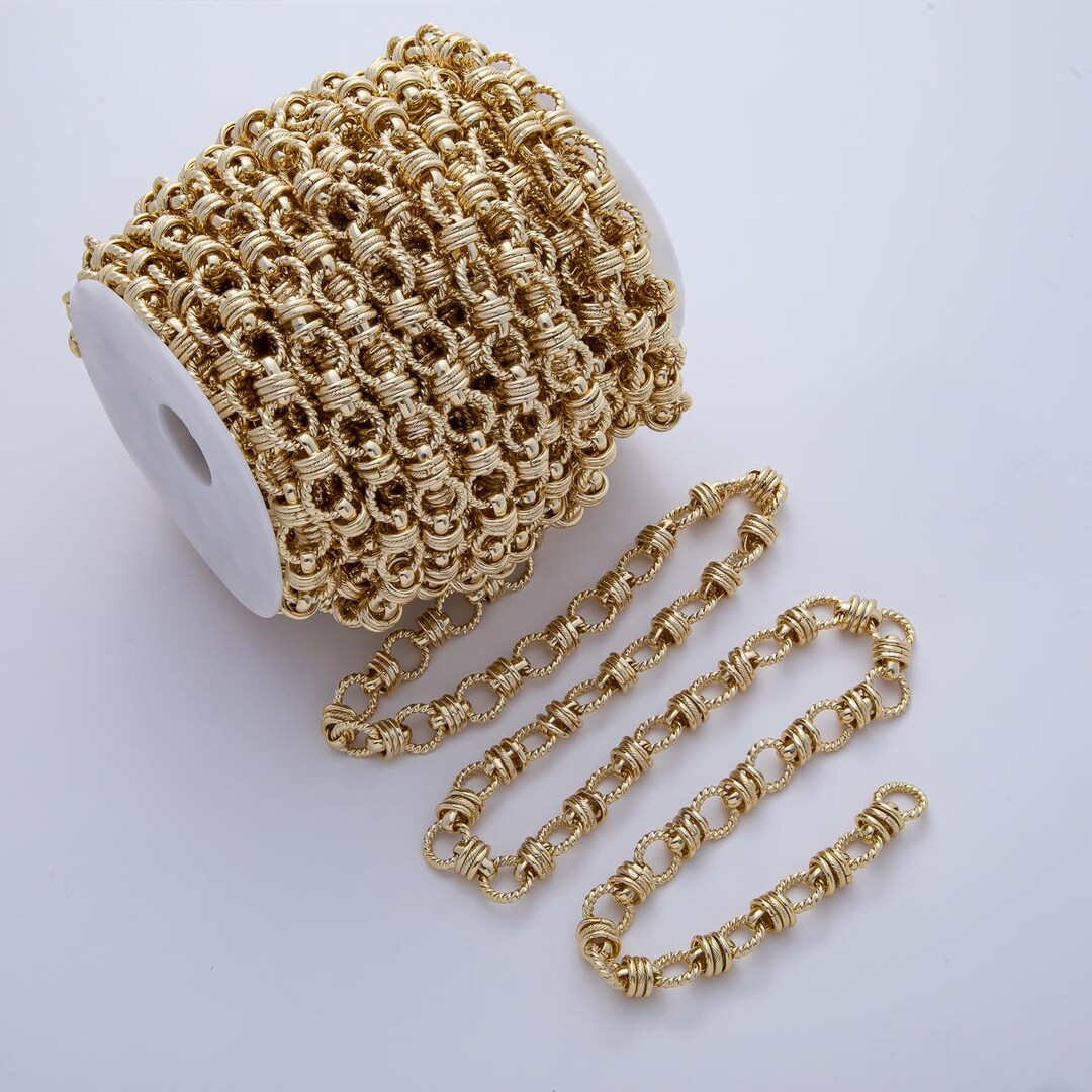 18K Gold Filled 13.1mm Croissant Triple Round Link Unfinished Geometric ...