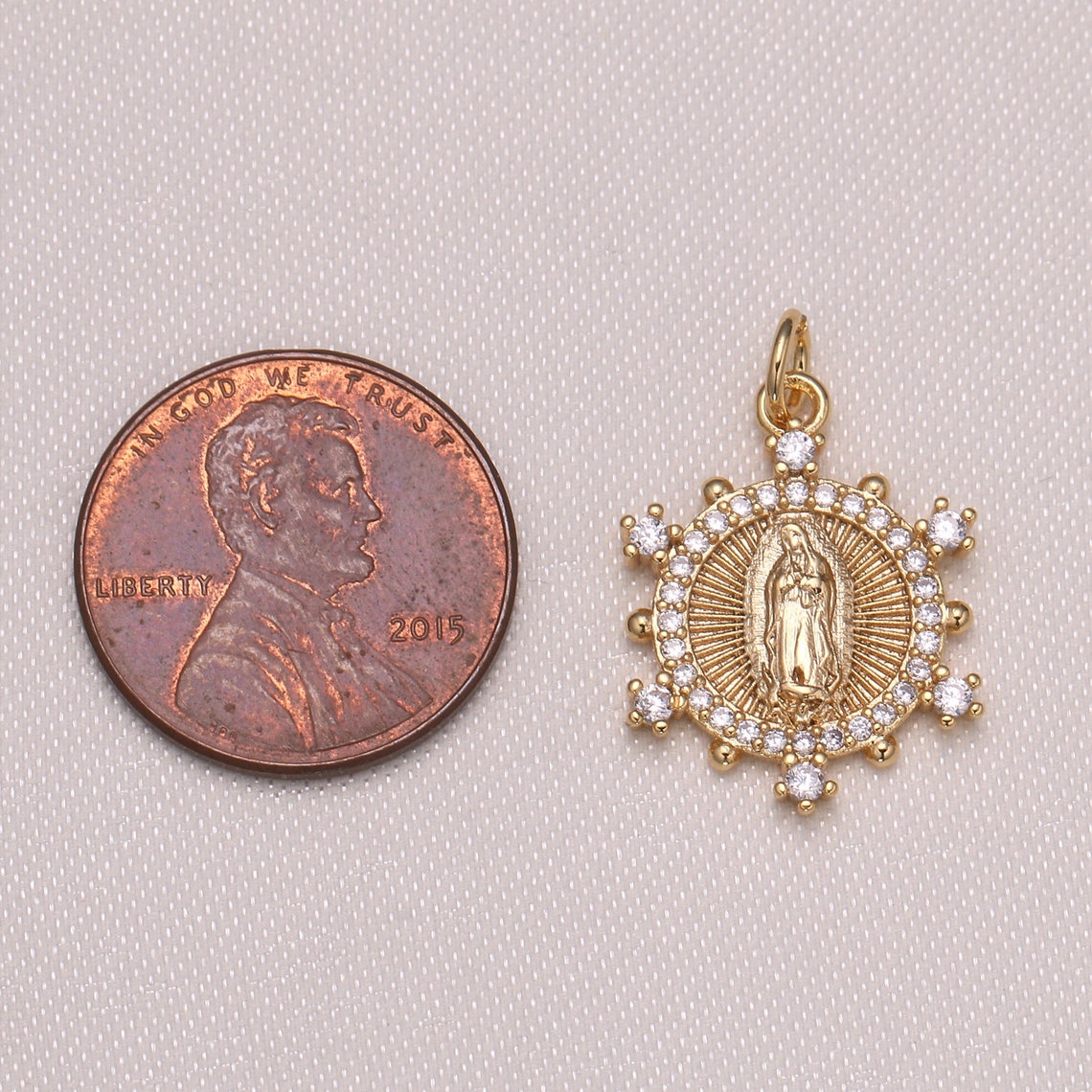 Mini Virgin Mary Charm Religious Charm Micro Pave Cz Lady - Etsy