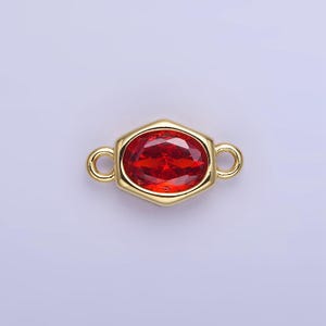 9mm Abstract Oval Gold Filled Bezel Cut Charm Connectors Cubic Zirconia ...