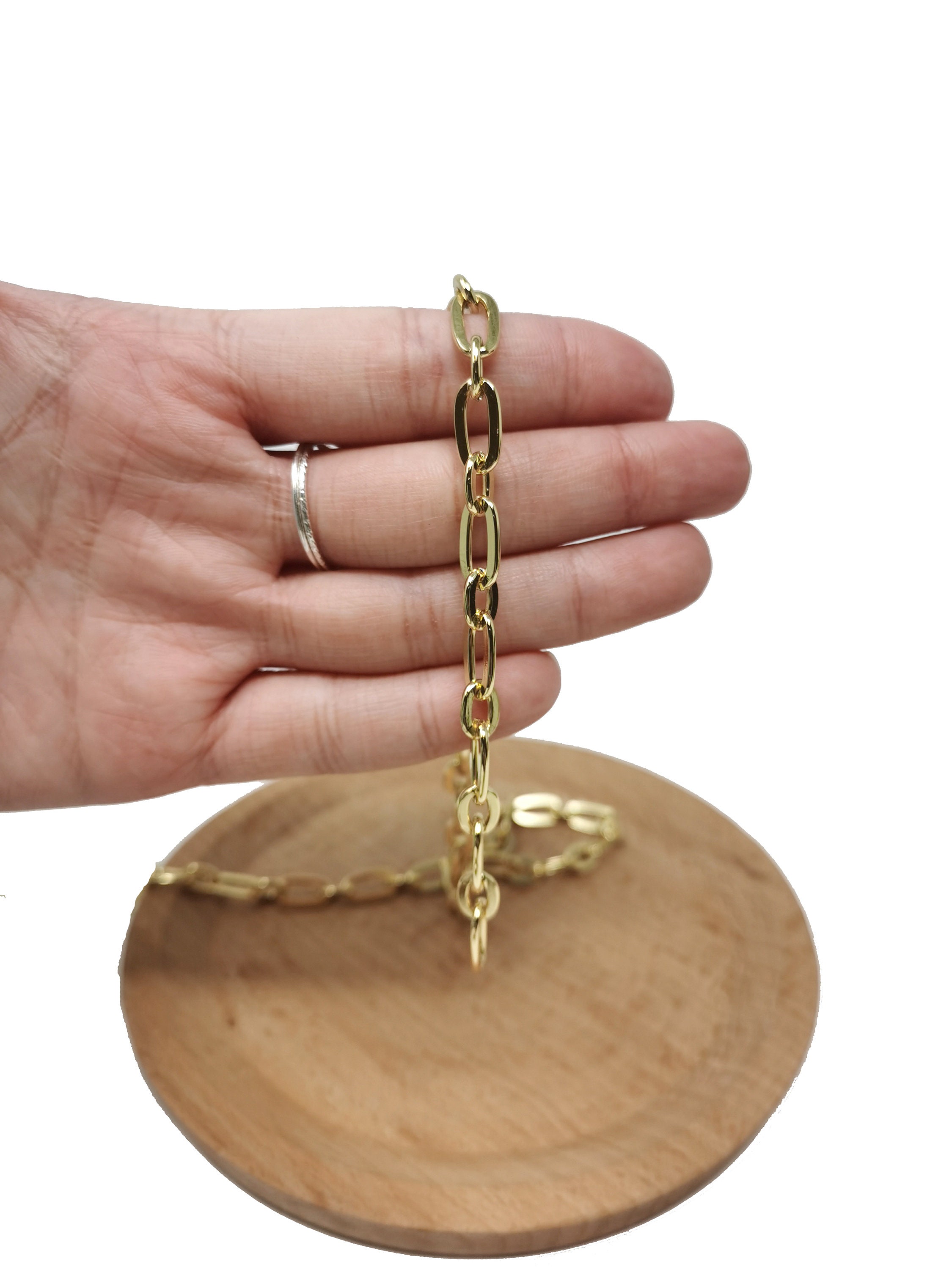 24K Gold Rolo Cable Chain by Yard Cable Rolo Chain Wholesale | Etsy