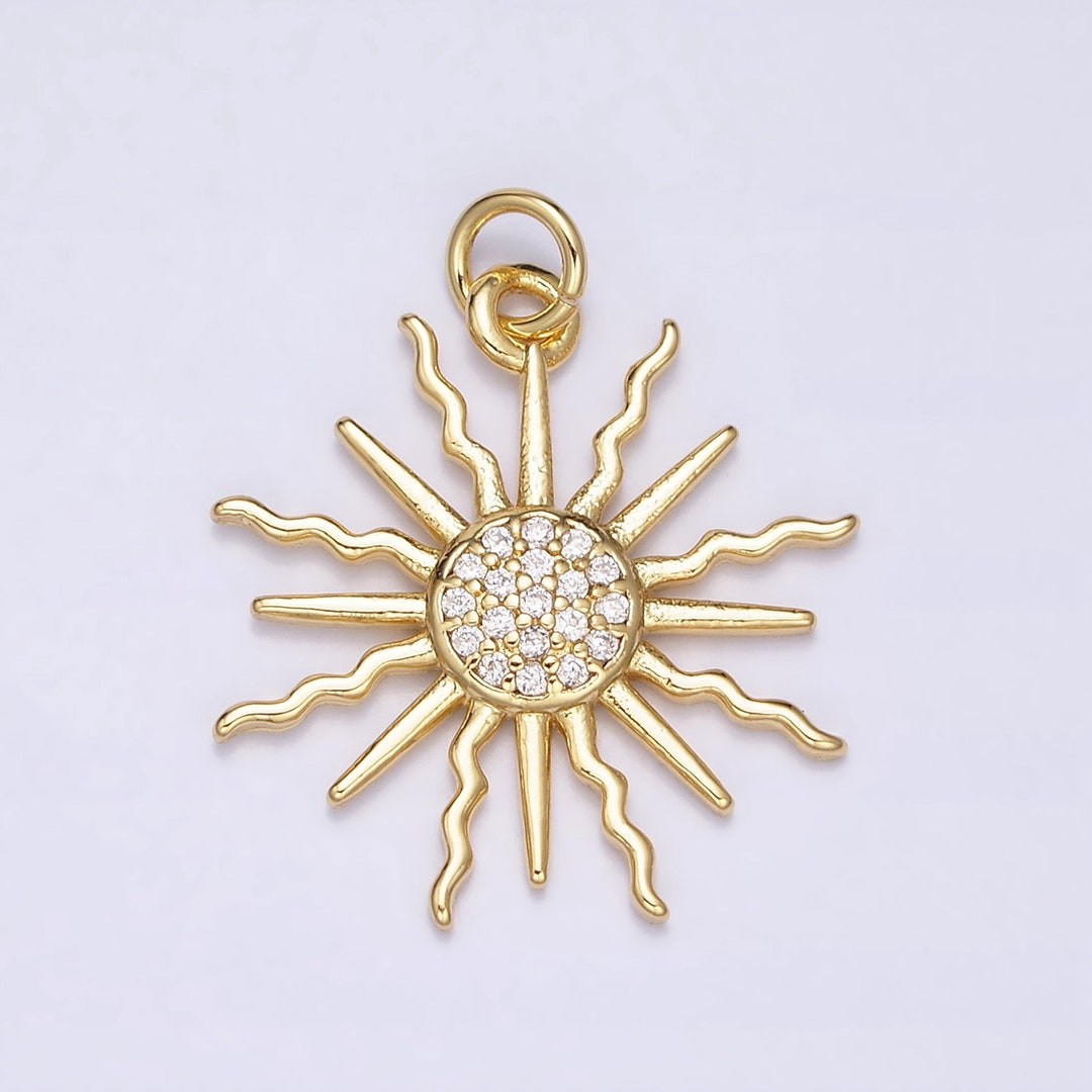 Sunburst Round Gold Coin Charm Gold Sun Ray Radiance Size 22.4 Mm ...