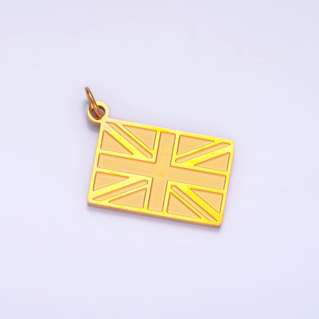 Gold Stainless Steel British Flag Pendant Union Jack Charm Flag England ...