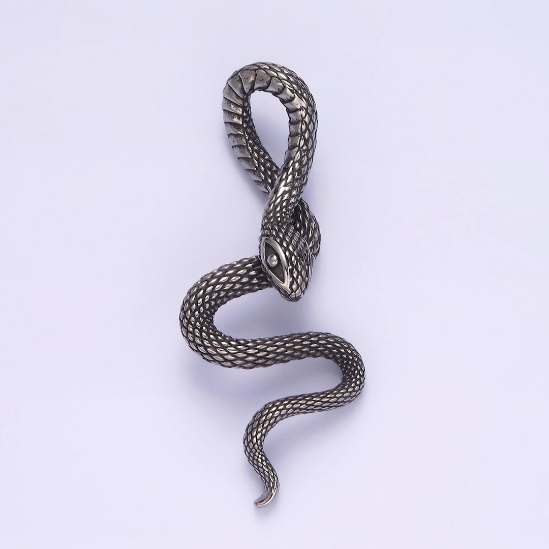 Stainless Steel 53mm Snake Slither Serpent Textured Pendant | P747 - Etsy