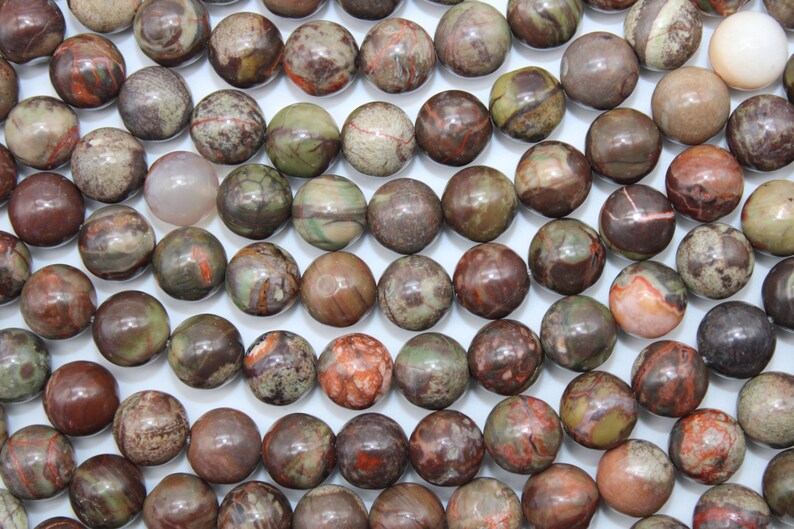 African Green Brown Jasper Gemstone Round Beads 15.5 - Etsy