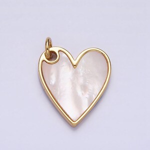 Dainty Silver Gold Pearl Heart Pendant Dangle Love Charm for Valentine ...