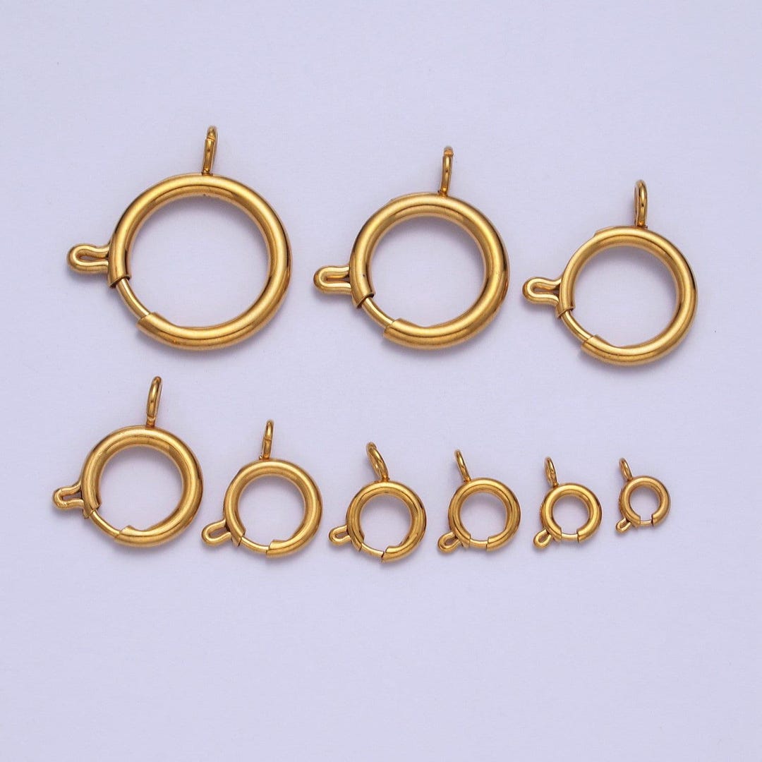 Various Size 24k Gold Round Open Push in Clasp W. Loop Finding Enhancer ...