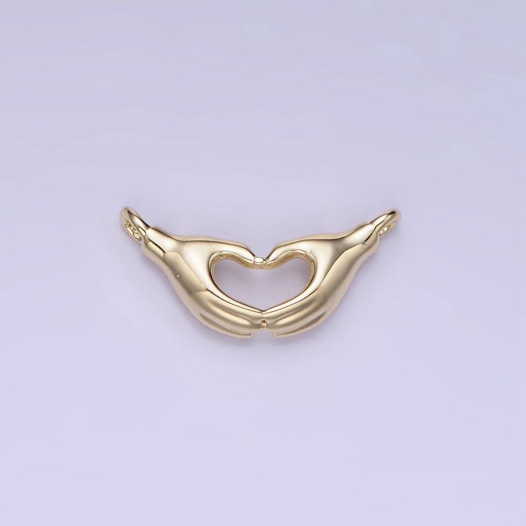 14K Gold Filled Heart Charm Hand Gesture Charm Connector for Necklace ...