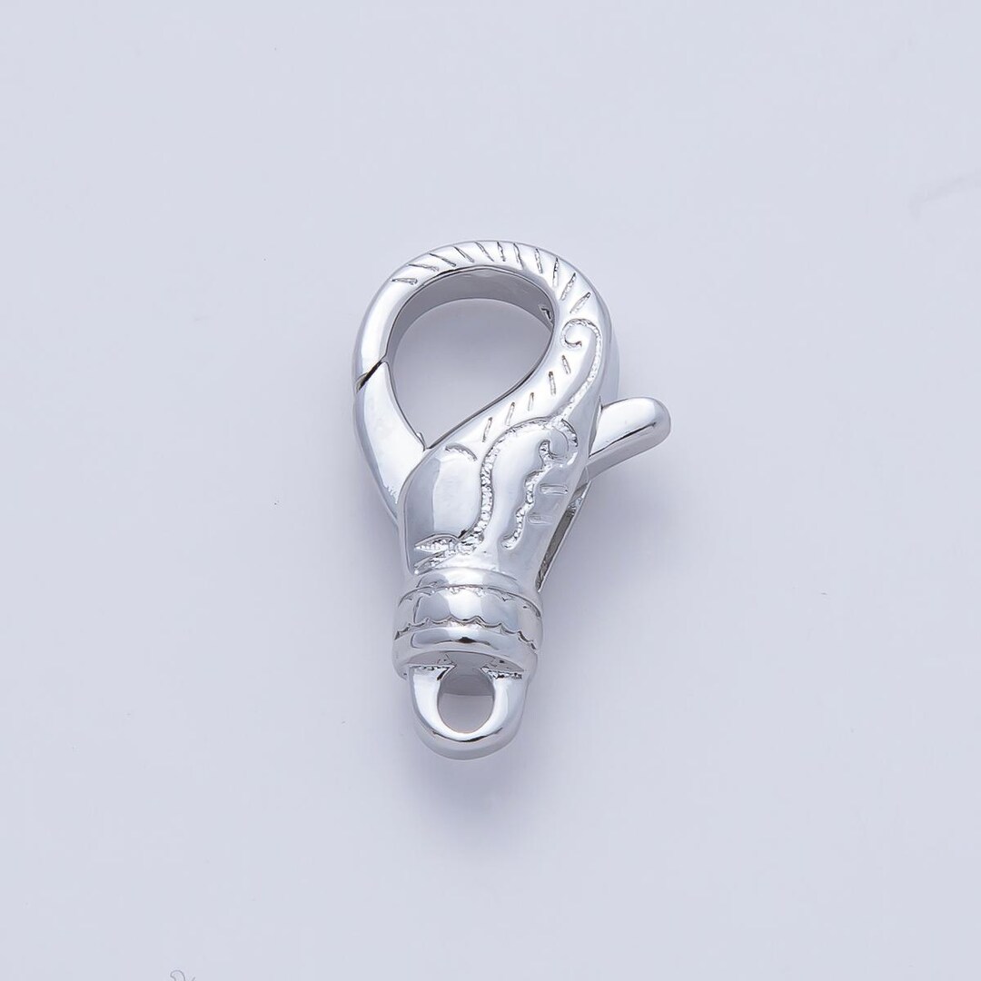 Silver 18mm Lined Engraved Lobster Claw Clasps Finding DIY Jewelry ...