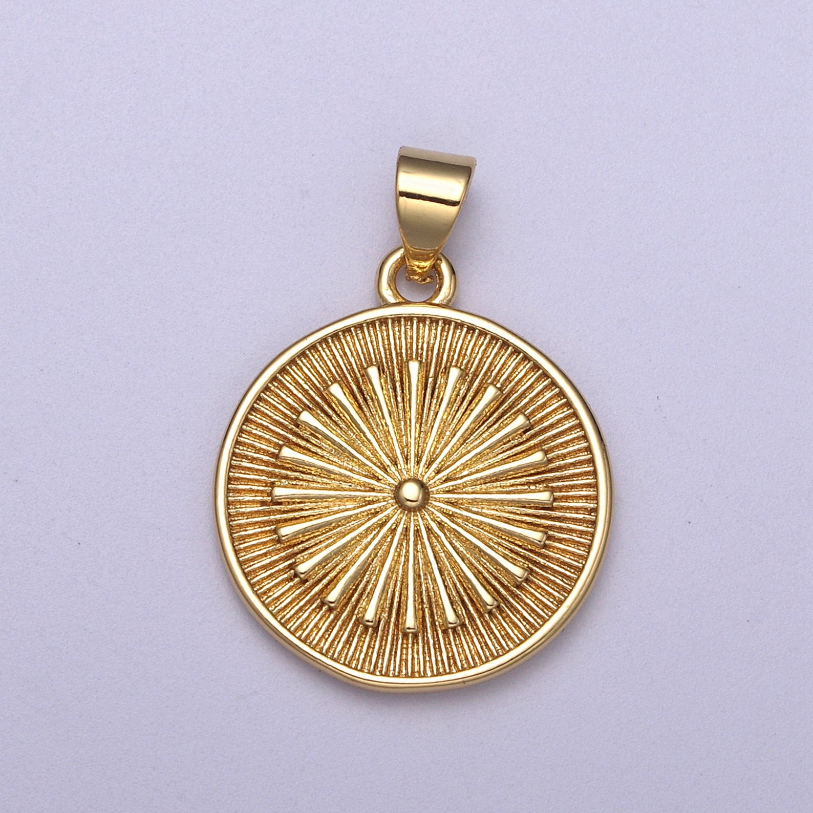 24k Gold Filled Round Coin Medallion Pendant Sunburst Charm - Etsy