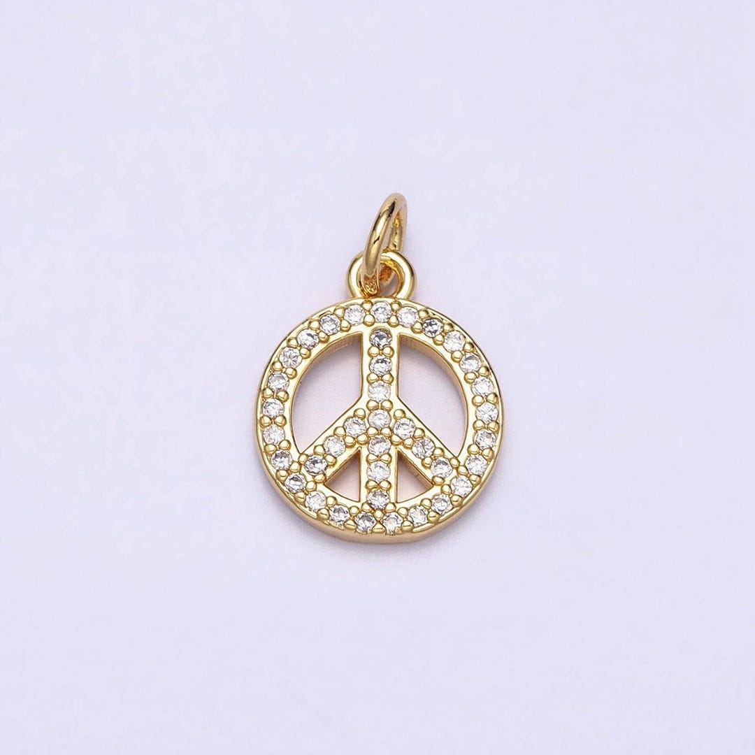 Dainty Gold Peace Sign Symbol 16k Gold Filled Peace Pendant Cubic ...