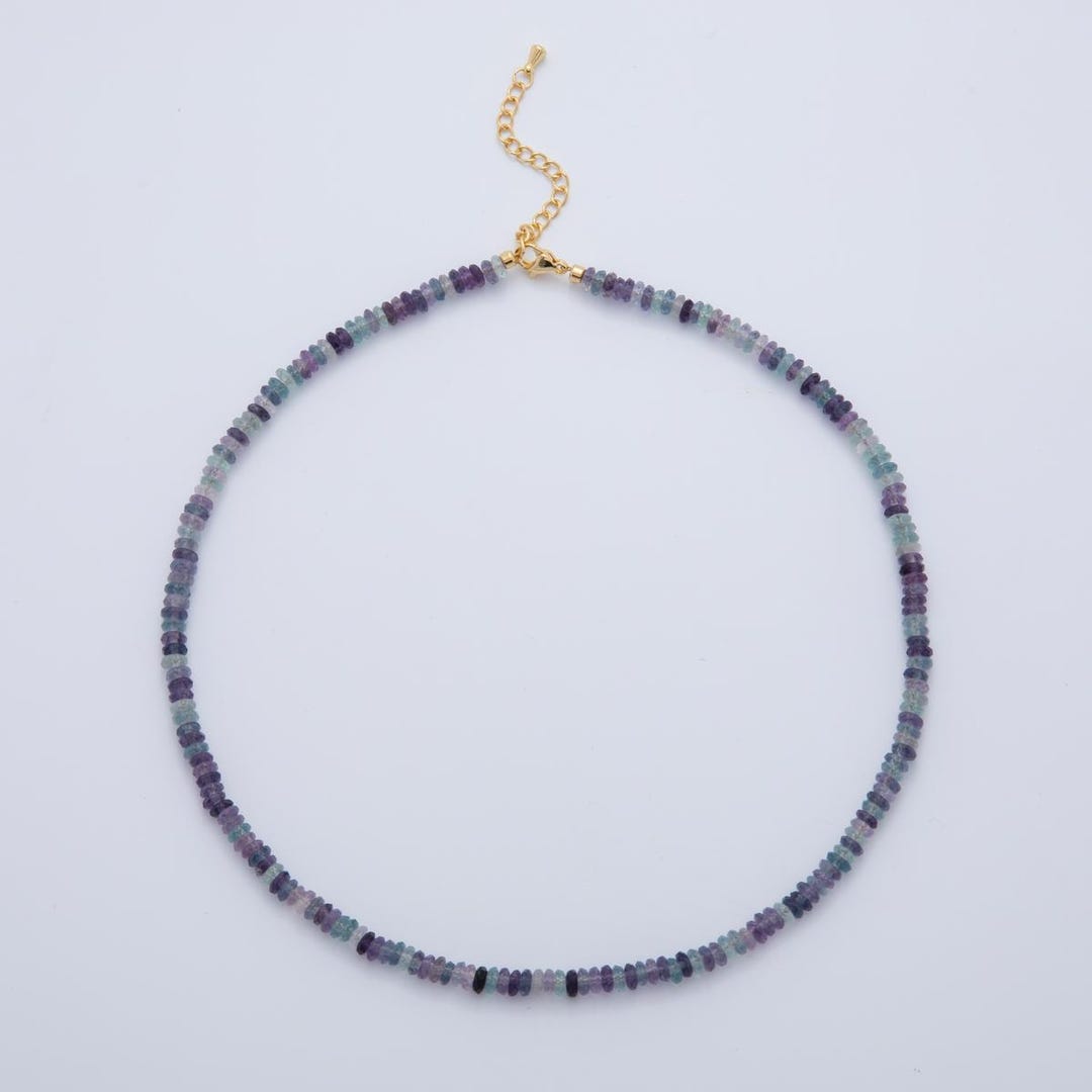 Handcrafted Fluoride Stone Beads 18K Gold Filled Gemstone Colorful ...