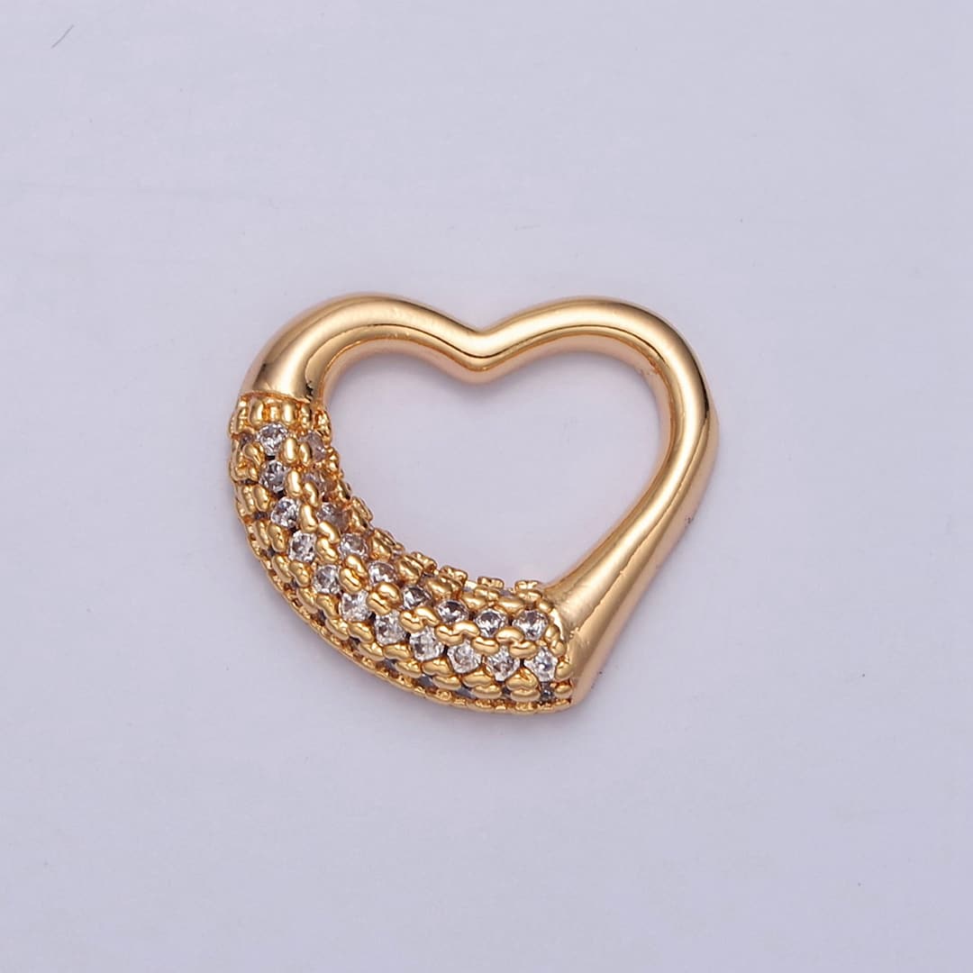 Mini Open Heart Gold Charm, 12.5x14mm Gold Filled Micro Pave Heart for ...