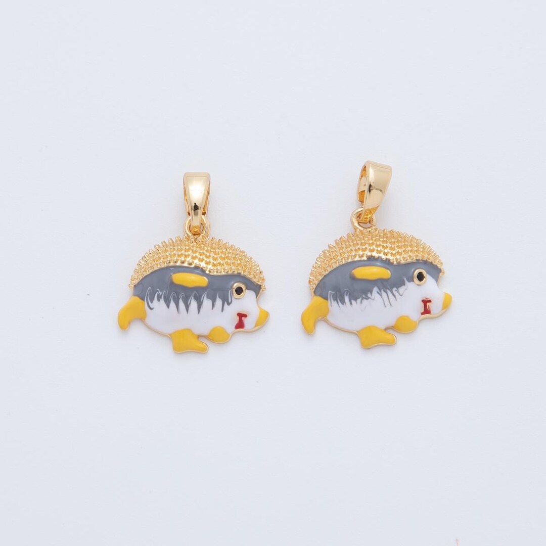 18K Gold Filled Hedgehog Porcupine Enamel Animal Pendant | AH764 - Etsy