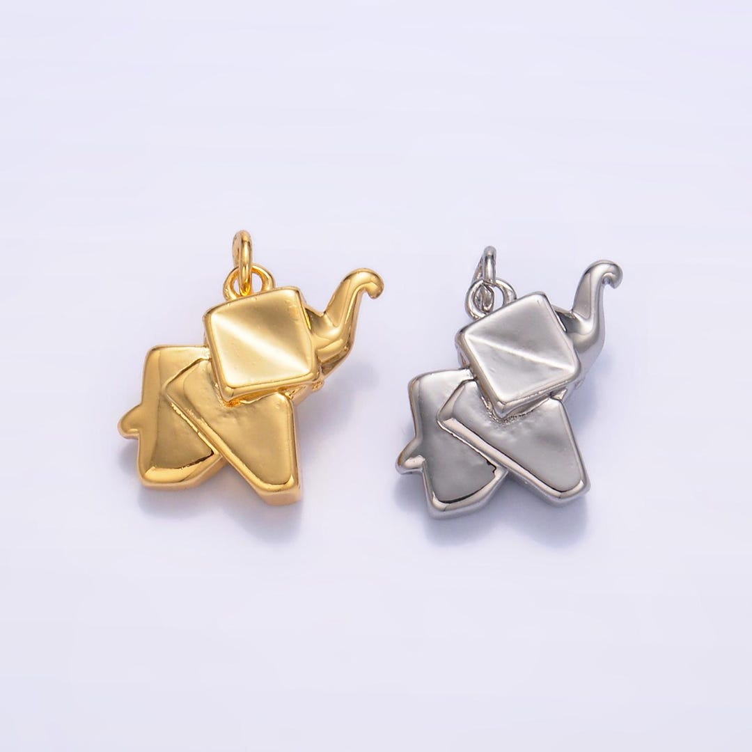 24k Gold Filled Simple Origami Elephant Pendant, Minimalistic Paper ...